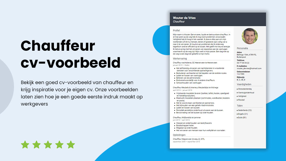 Chauffeur cv-voorbeeld en schrijfgids (2023)