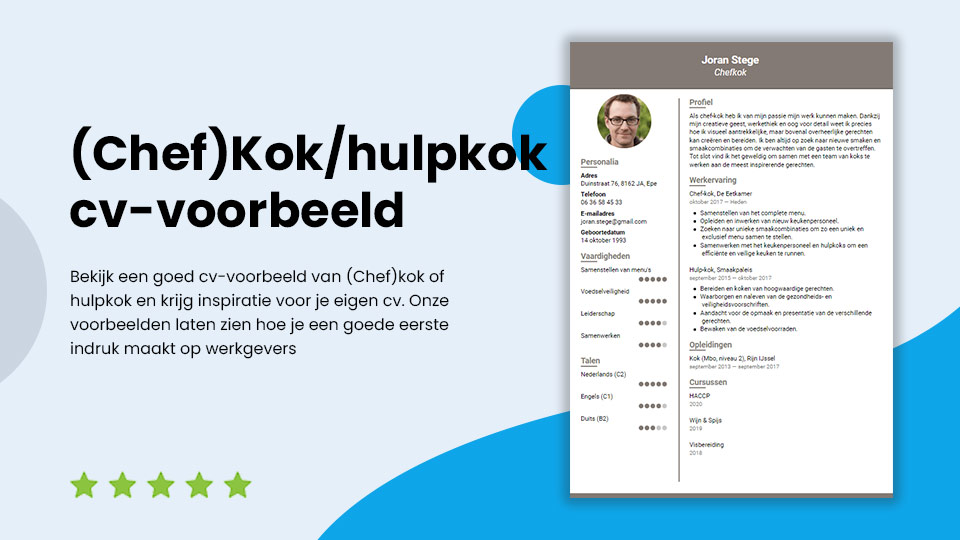 (Chef)kok / hulpkok cv-voorbeeld en schrijfgids (2023)